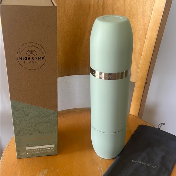 high camp flask | Kitchen | Teal Flask Canister With Metallic Band And ...